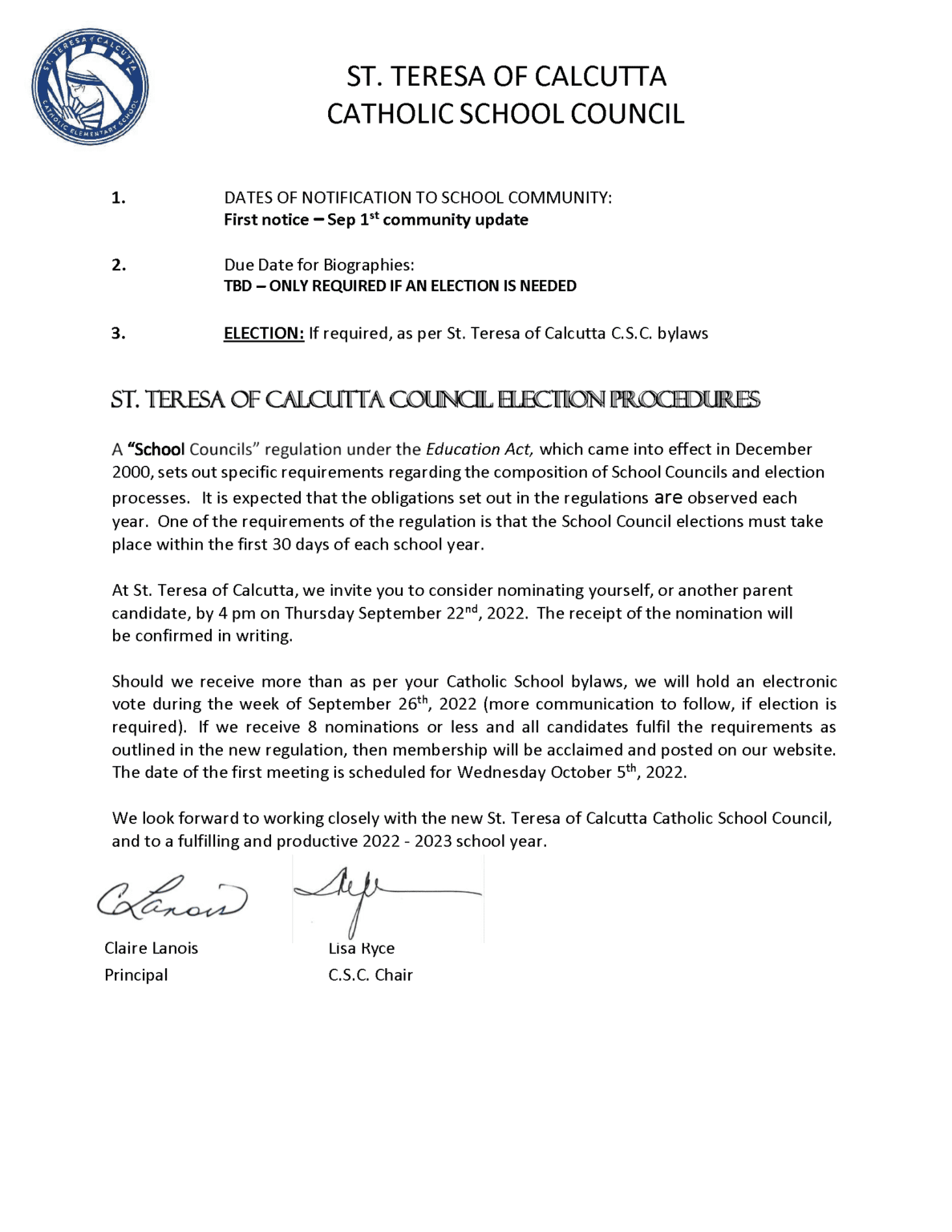 St. Teresa of Calcutta Catholic Elementary School | Oakville, ON ...